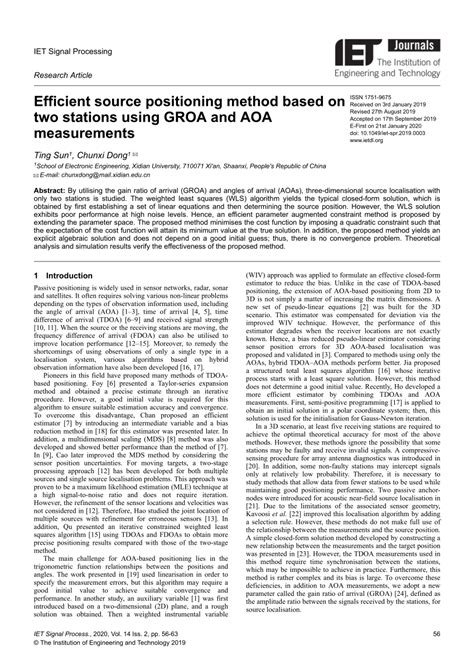 Pdf An Efficient Source Positioning Method Based On Two Stations Using Groa And Aoa Measurements