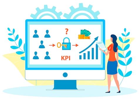 직원 Kpi 분석 평면 벡터 일러스트 레이 션 프리미엄 벡터