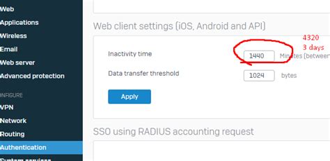 increase web client inactivity time discussions sophos firewall