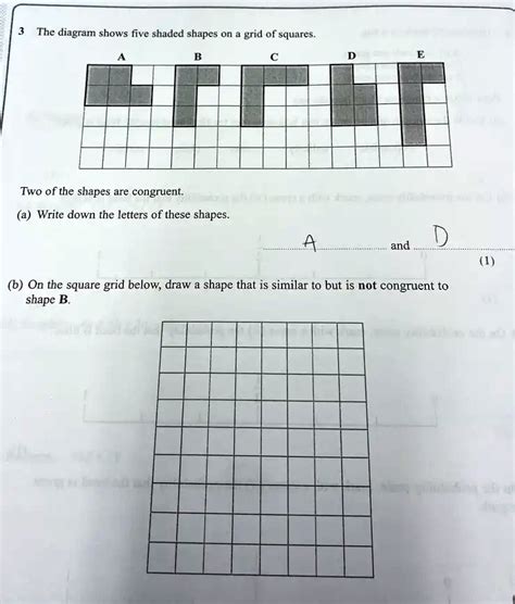 SOLVED The Diagram Shows Five Shaded Shapes On Grid Of Squares Two Of The Shapes Are Congruent