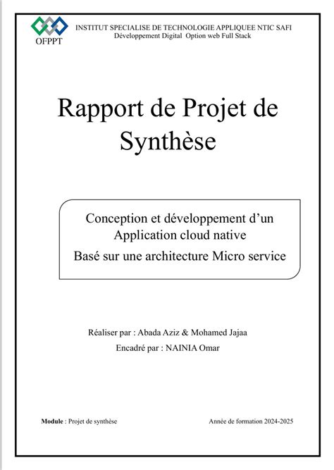 Projetsynthèse Pfe Soutenance Microservices Reactjs Nodejs Rabbitmq Mongodb Jwt Docker