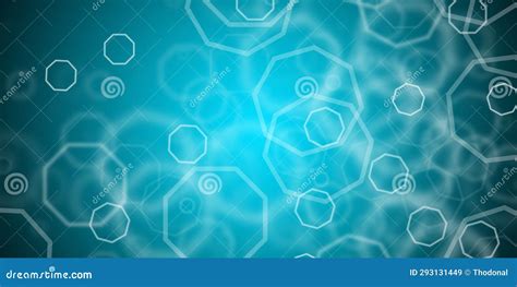Abstract Light Blue Background With Flying Octogonal Shapes Stock Image