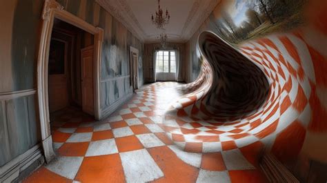 A 3d Anamorphic Illusion Where A Distorted Image Appears To Take Shape When Viewed From A
