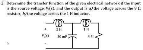 SOLVED Determine The Transfer Function Of The Given Electrical Network If The Input Is The