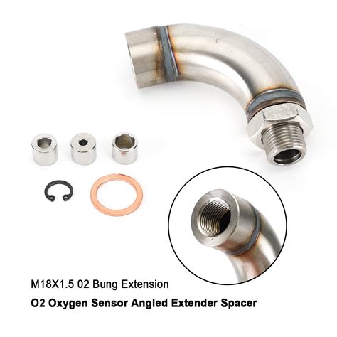 J Style M18x1 5 O2 Oxygen Sensor Angled Extender Spacer Kit For Obd2 V