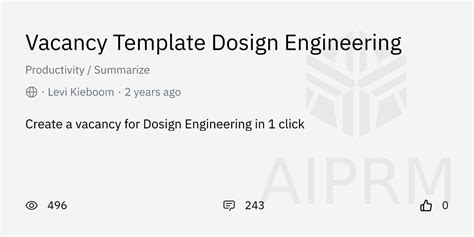 Prompt Vacancy Template Dosign Engineering By Levi Kieboom Aiprm