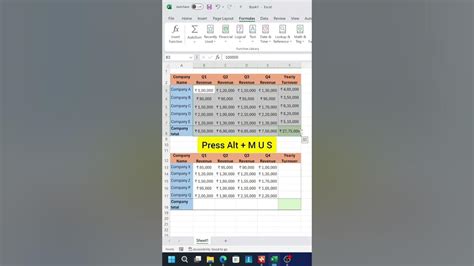 Use Autosum Like A Pro 💥 Exceltech Excelshortcuts Exceltips