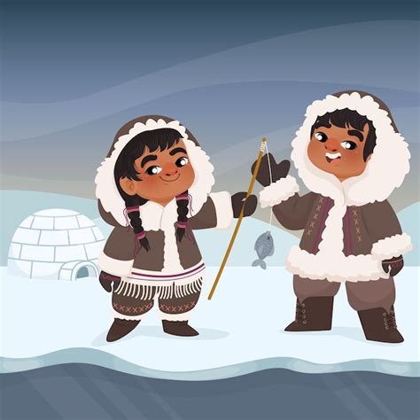 Free Vector Flat Eskimo Illustration Free Vector Flat Eskimo Illustration