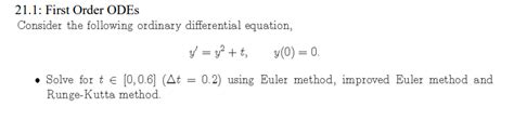 211 First Order Odes Consider The Following