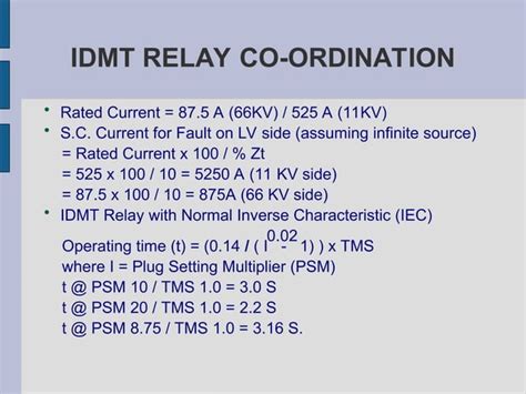 Idmt Coordination Example For Power System Ppt