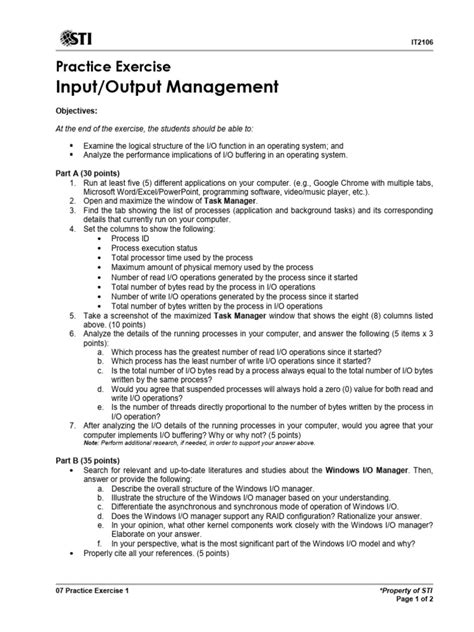 07 Practice Exercise 1 Pdf Process Computing Inputoutput