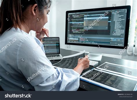 Female Developer Programmer Working On Coding Stock Photo Shutterstock
