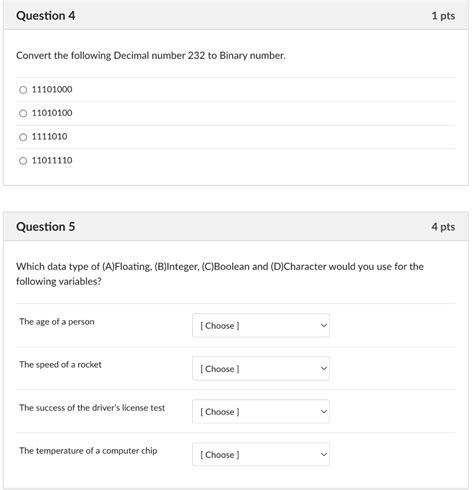 Solved Convert The Following Decimal Number 232 To Binary