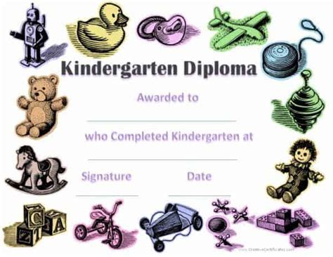 Free Custom Kindergarten Graduation Certificates