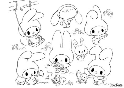 Раскраска Образы Май Мелоди распечатать Onegai My Melody