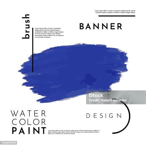 벡터 그림입니다 수채화 브러시 스트로크 블루 인디고 색상 손으로 그린 페인트 얼룩 텍스트가 있는 기하학적 모양 소셜 미디어 웹 템플릿을 위한 사각형 배너 디자인 텍스트의