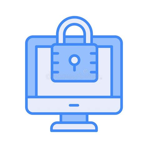 Padlock With Monitor Showing Concept Vector Of Secure System Stock Vector Illustration Of