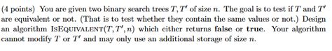 Solved 4 Points You Are Given Two Binary Search Trees Tt′