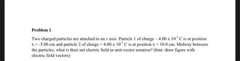 Solved Problem Two Charged Particles Are Attached To An X Chegg Com