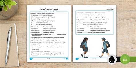 Intermediate Whose Vs Whos Activity Sheet Grammar