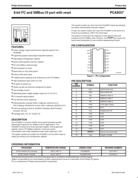 PCA Bit I C And SMBus I Port With Reset NXP