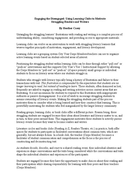 Engaging The Disengaged Reader Or Writer Pdf Reading Process