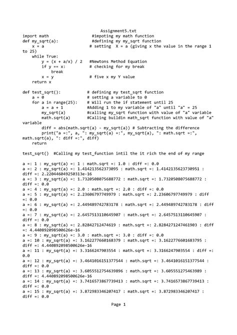 Cs 1101 Assignment Unit 5 Assignment5 Import Math Impoting My Math