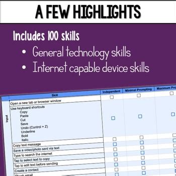 Technology Skills Checklist Google Sheet Functional Life Skills Special Ed