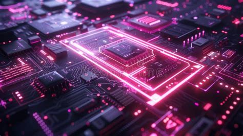 Glowing Circuit Board With Pink Leds Stock Illustration Illustration Of Hardware Electronic