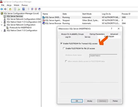 Włączanie Filestream W Ms Sql Ar Wal