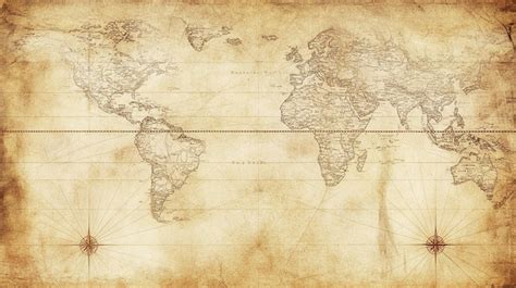 Old World Map Faded Brown Rolled Edges North America Visible Premium AI Generated Image