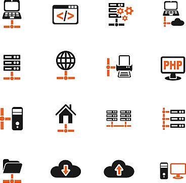 Server Icon Set Network Upload Laptop Vector Network Upload Laptop