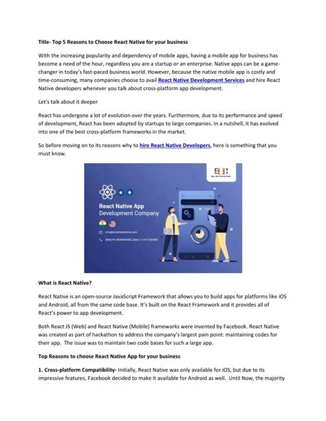 Ppt Top 5 Reasons To Choose React Native For Your Business Powerpoint Presentation Id 11527749