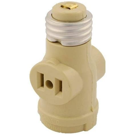 Leviton 1403 I Keyless Socket Adapter With 2 Outlet 660 W 125 V Medium Base Ivory 10