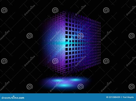 Perspective 3d Wireframe Cube Geometric Cube From Small Pieces