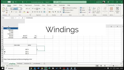 Excel 16 Wingdings Options Youtube