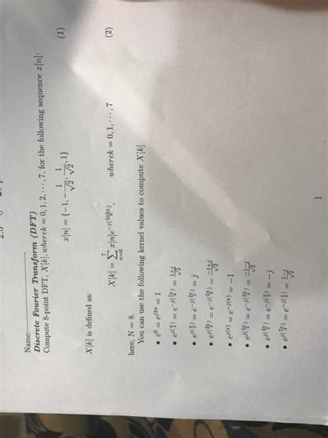 Solved Name Discrete Fourier Transform Dft Compute
