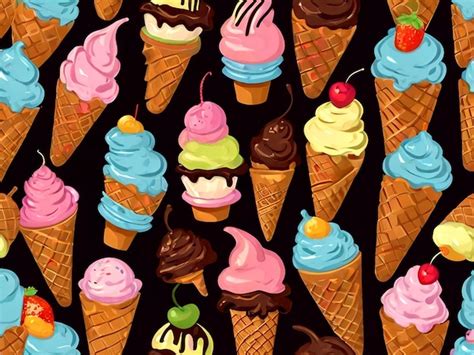 Premium Vector Vector Sweet Ice Cream Seamless Pattern Isolated