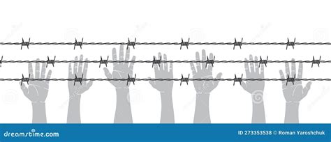 Razor Wire And Hand Human Hand Squeezing Barbed Wire Vector Scalable