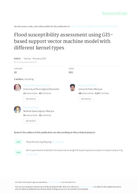 Pdf Flood Susceptibility Assessment Using Gis Based Support Vector