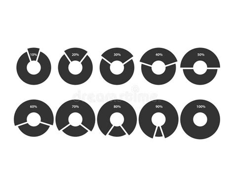 Set Pie Chart Icons Circle Diagram Vector Collection Charts Graphs