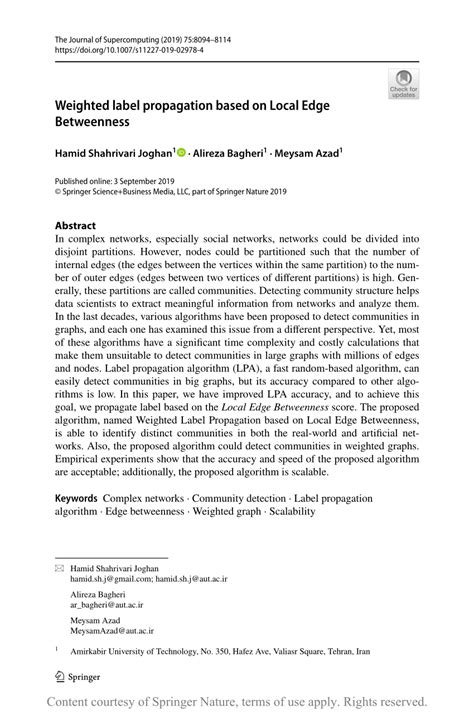 Weighted Label Propagation Based On Local Edge Betweenness Request Pdf