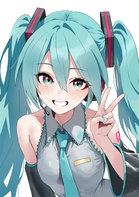 Safebooru 1girl Absurdres Aqua Eyes Aqua Hair Aqua Necktie Bare