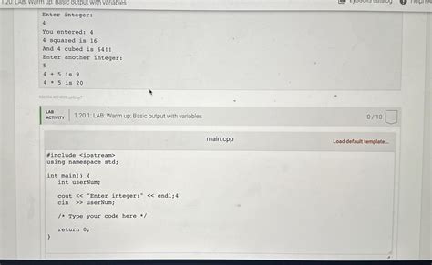 Solved 1 20 LAB Warm Up Basic Output With VariablesEnter Chegg