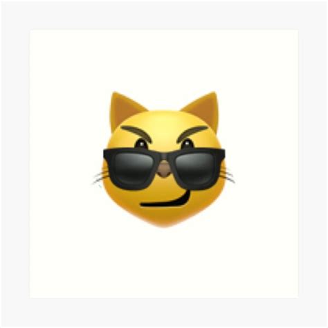 Cat Smirk With Sunglasses Emoji Art Print By Piperdooley Redbubble