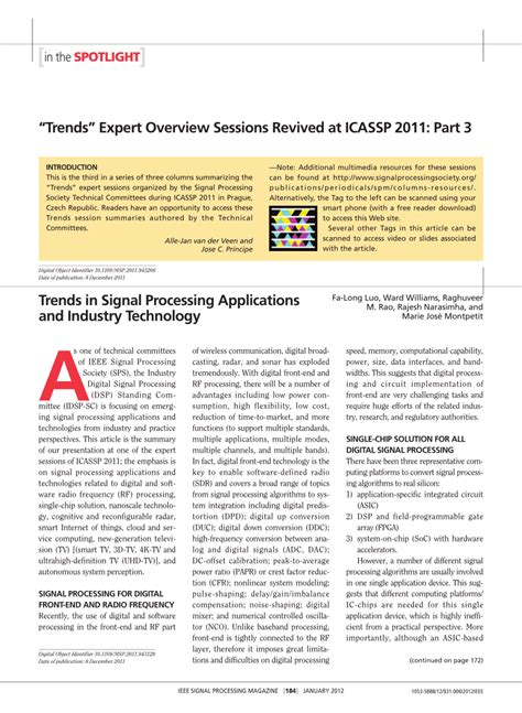 Pdf Trends In Signal Processing Applications And Industry Technology In The Spotlight