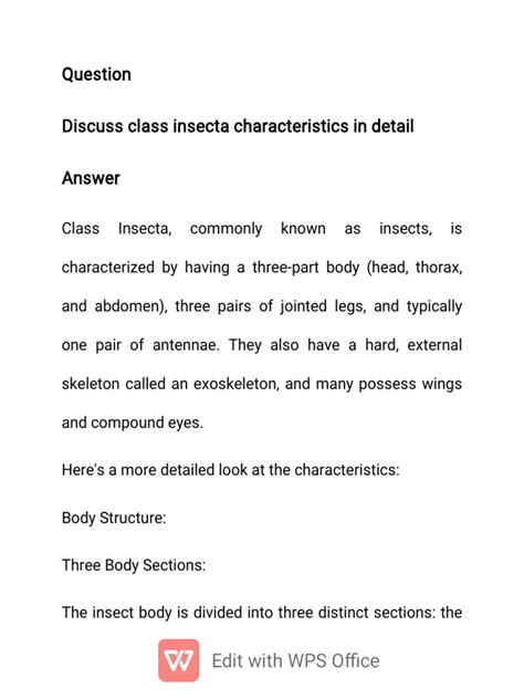 Class Insecta General Characteristics Pdf