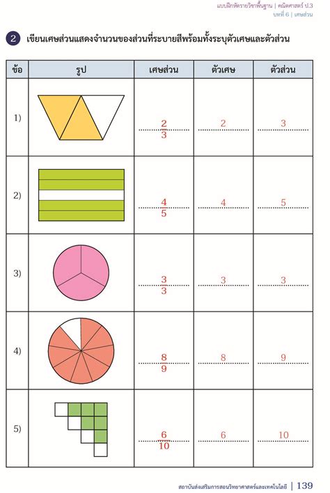 เฉลย แบบฝึกหัดคณิตศาสตร์ ป 3 เล่ม 1 หน้า 139