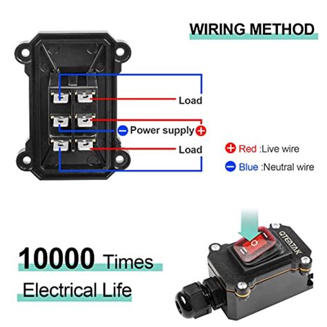 Snapklik Com QTEATAK Inline Cord Switch DPST AC DC 20A 125V 16A 250V 30A 24V 35A 12V IP66
