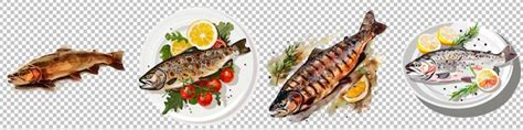 Premium Psd Assorted Fresh And Grilled Fish Dishes